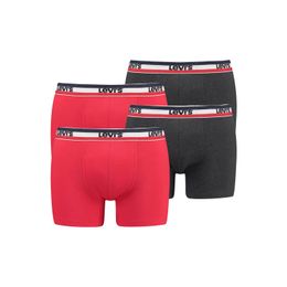 Levi's Boxershorts LEVI'S "Boxershort 4er Pack", Herren, Gr. XL, rot (rot, dunkelgrau), Obermaterial: 95% Baumwolle CO. 5% Elasthan EL., Unterhosen Boxershorts
