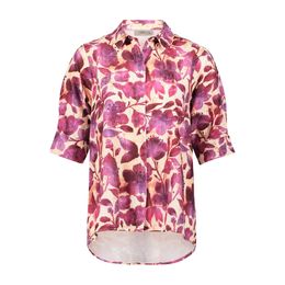 Klassische Bluse Cartoon "Leinenbluse mit Kragen", Damen, Gr. 36, pink (cream, schwarz pink), Obermaterial: 55% Leinen LI. 45% Viskose CV., Blusen Klassische Bluse