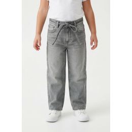 Relax-fit-Jeans KIDS Only "KOGGIANNA STRAIGHT DNM PIM757 NOOS", M&auml;dchen, Gr. 128, N-Gr, blau (medium grau denim), Denim/Jeans, Obermaterial: 100% Baumwolle, unifarben, relaxed fit kn&ouml;chellang, Jeans