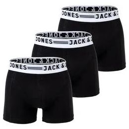 Jack & Jones Boxershorts JACK & JONES "Boxershort SENSE TRUNKS 3 PACK 3er Pack", Herren, Gr. XL, schwarz (schwarz, wei&szlig;), Obermaterial: 95% Baumwolle CO. 5% Elasthan EL., Unterhosen