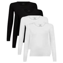 Unterhemd Bamboo basics "Longsleeve LARA 4er Pack", Damen, Gr. L, N-Gr, schwarz (schwarz, wei&szlig;), Obermaterial: 68% Viskose CV. 28% Baumwolle CO. 4% Elasthan EL., Unterhemden Unterhemd