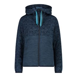 Funktionsjacke CMP, Damen, Gr. 34, blau (night meliert), Fleece, Obermaterial: 90% Polyester, 10% Elasthan, gemustert, meliert, Basic normal, eingefasste Kante, Jacken Funktionsjacke, mit fixierter Kapuze, aus Polyester mit Elasthan-Anteil