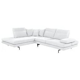 Ecksofa Calia italia "Toby Wing, B/T: 288/232 cm, Designsofa, Premium Sitzkomfort, L-Form", wei&szlig; (bianco puro bull), B:288cm H:90cm T:232cm, Leder BULL (100% Leder), Sofas, Ecksofa, Sitztiefenverstellung, wahlw. mit Kissen-Set,F&uuml;&szlig;e schwarz matt