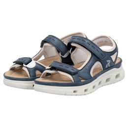 Sandale RIEKER SPORT "Outdoorsandale", Damen, Gr. 36, blau (blau, creme), Lederimitat, Textil, Schuhe Sandale, Sommerschuh, Sandalette, Plateauabsatz, mit Klettverschl&uuml;ssen