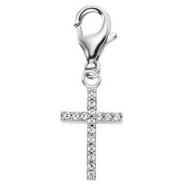 Charm Kreuz Engelsrufer "Einh&auml;nger Anh&auml;nger Kreuz f&uuml;r Halskette Armband", silber (silberfarben, kristallwei&szlig;, kristallwei&szlig;), Charms, Damen, Silber 925 (Sterlingsilber), mit Zirkonia (synth.)