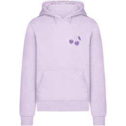 Kapuzenpullover MisterTee "MisterTee Paradise Cherries Hoody", Herren, Gr. L, lila, 65% Baumwolle, 35% Polyester, mehrfarbig, normal, ohne Ausschnitt, Pullover Kapuzenpullover