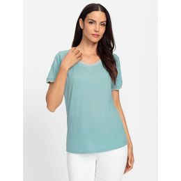 T-Shirt Heine "Shirt", Damen, Gr. 48, gr&uuml;n (mint), 100% Baumwolle, unifarben, Rundhals, Shirts T-Shirt