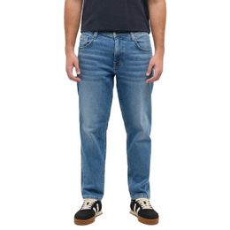 Tapered-fit-Jeans Mustang "Herren Style Denver Tapered", Herren, Gr. 36, L&auml;nge 32, 583 mittelblau, Denim/Jeans, 99% Baumwolle, 1% Elasthan, unifarben, weit, unten schmal, Jeans Tapered-fit-Jeans