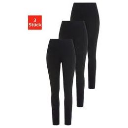 H.I.S. Leggings H.I.S, Damen, Gr. 36/38, N-Gr, schwarz, Single Jersey, Obermaterial: 95% Baumwolle, 5% Elasthan, unifarben, Basic, Hosen Leggings, f&uuml;r Sport und Freizeit