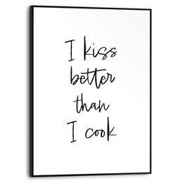 Poster Reinders "Cooking Kisses", schwarz-wei&szlig; (farbe bild(er): schwarz, wei&szlig;), B:30cm H:40cm T:1,6cm, Bilder, Poster, K&uuml;che - Schwarz-Wei&szlig; - MDF - Spr&uuml;che - 30x40 cm