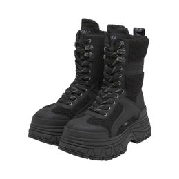 Stiefel Buffalo "Buffalo FUSION COM HI WARM - VEGAN NUBUCK/FUR", Damen, Gr. 40, schwarz, Polyurethan, unifarben, Schuhe Stiefel