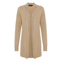 Strickjacke oxmo "Strickjacke OXKat", Damen, Gr. L, beige (cement melange), Obermaterial: 70% Viskose CV. 30% Nylon NY., Strickjacken Strickjacke