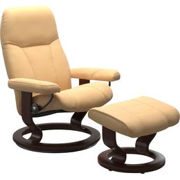Fu&szlig;hocker stressless "Consul", gelb, B:54cm H:38cm T:39cm, Hocker, Fu&szlig;hocker, mit Classic Base, Gestell Braun