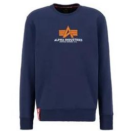 Sweater Alpha Industries "Basic Sweatshirt Rubber ML", Herren, Gr. S, blau (ultra navy), Obermaterial: 80% Baumwolle, 20% Polyester, regular fit, Sweatshirts Sweater