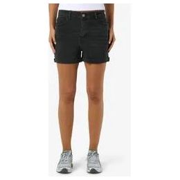 Jeansshorts Noisy may "NMMONI HW DNM SHORTS AZ360BL NOOS", Damen, Gr. M (38), N-Gr, schwarz (schwarz denim), Denim/Jeans, Obermaterial: 99% Baumwolle, 1% Elasthan, unifarben, slim fit, Jeans Jeansshorts