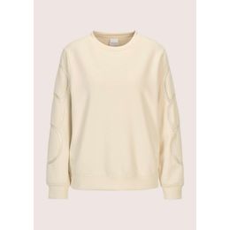 Madeleine Mode Langarmshirt MADELEINE "Sweatshirt Langarm-Oberteil mit Mesh-Details", Damen, Gr. 40, wei&szlig; (perlwei&szlig;), Obermaterial: 49% Polyester PES. 45% Viskose CV. 6% Elasthan EL., Modern, Shirts Langarmshirt