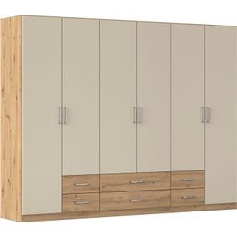 Dreht&uuml;renschrank Rauch "Kleiderschrank Garderobe GAMMA Breiten 91/136/181/226/271/315/360 cm", eiche artisan, beige (champagner), griffe chrom, B:271cm H:210cm T:54cm, Holzwerkstoff, Schr&auml;nke, Dreht&uuml;renschrank, mit Schubladen, verschiedene Griff-Varianten TOPSELLER MADE IN GERMANY