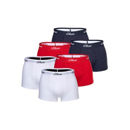 Boxershorts s.Oliver "Boxershort 6er Pack", Herren, Gr. L, bunt (rot, marine, wei&szlig;), Obermaterial: 92% Baumwolle CO. 8% Elasthan EL., Unterhosen Boxershorts