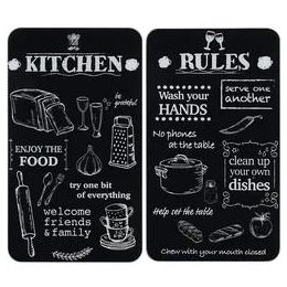 Herd-Abdeckplatte Maximex "Universal Modell KITCHEN RULES", schwarz-wei&szlig; (schwarz, wei&szlig;), B:30cm L:52cm, Glas, Kunststoff, Herdabdeckplatten, f&uuml;r Induktions-, Glaskeramik-, Elektro- und Gasherde, h&ouml;henverstellbar, 2er Set