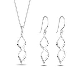 Ohrring und Ketten Set Elli "Schmuckset Spirale Form Geo 925 Sterling Silber" Gr. 45, silber, Schmuck_Sets, Damen, Blacklist, Silber 925 (Sterlingsilber), Ohrring und Ketten Set