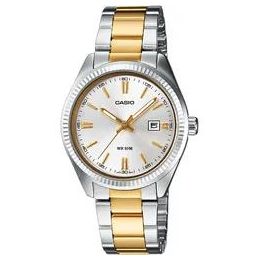 Quarzuhr, silber (edelstahlfarben, goldfarben), Casio TIMELESS COLLECTION, Armbanduhren, Damen, Quarzuhr, Armbanduhr, Damenuhr, analog, Datum, Edelstahlarmband