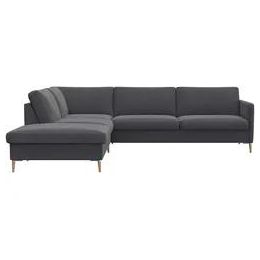 Ecksofa FLEXLUX "Fiore, L-Form", grau (dervit grau), B:266cm H:85cm T:225cm, 100% Polyester, Sofas, Ecksofa, schmale Armlehnen, Kaltschaum, F&uuml;&szlig;e Alu+ Eiche