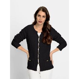 Strickjacke Heine, Damen, Gr. 48, schwarz, 61% Polyacryl, 26% Wolle, 12% Polyamid, 1% Elasthan, unifarben, Strickjacken Strickjacke