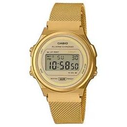 Chronograph CASIO VINTAGE, gold (goldfarben, gelbgoldfarben, grau), Armbanduhren, Damen, Chronograph, Quarzuhr, Armbanduhr,Damenuhr,Herrenuhr, Digitialuhr, Edelstahlarmband