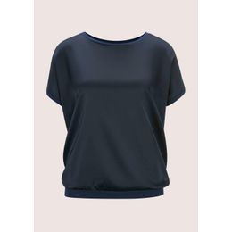 Madeleine Mode Kurzarmshirt MADELEINE "Blusenshirt Gl&auml;nzendes Oberteil mit Jersey-R&uuml;ckseite", Damen, Gr. 38, blau (marine), Obermaterial: 95% Viskose CV. 5% Elasthan EL., Modern, Shirts Kurzarmshirt