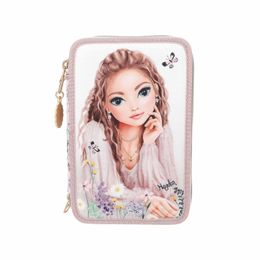 Buntstift Depesche "3-Fach Federtasche SUMMER FEELING inkl. Stifte TOPModel 7,5 x 13 x 20 cm violett", Kinder, lila (violett), Kunststoff, Stifte Buntstift