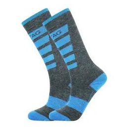 Socken ZIGZAG "Znow", Damen, Gr. 33-36, blau (dunkelblau, denim), 40% Wolle, 40% Polyacryl, 11% Polyamid, 7% Polyester, 2% Elasthan, gestreift, Socken Socken, im 2er-Pack mit atmungsaktivem Material