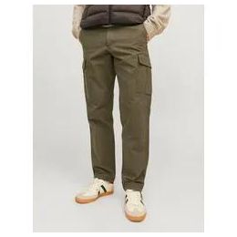 Jack & Jones Cargohose JACK & JONES "JPSTKANE BARKLEY CARGO PANT NOOS", Damen, Gr. 34, L&auml;nge 30, gr&uuml;n (olive night), Web, Obermaterial: 100% Baumwolle, unifarben, relaxed fit kn&ouml;chellang, Hosen Cargohose