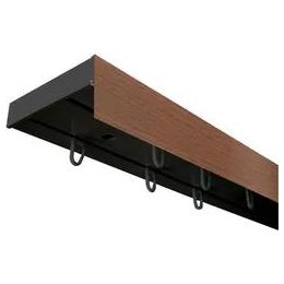 Gardinenschiene SN DECO GROUP "Vorhangschiene SH (1) mit Blende 5 cm" Gr. 2, schwarz (schwarz, walnussfarben), L:150cm T:7,7cm, Kunststoff, Gardinenstangen, Gardinenschiene