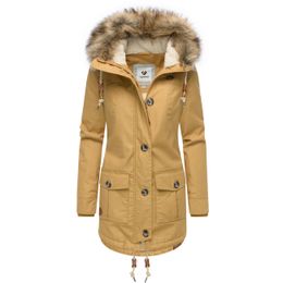 Winterjacke Ragwear "Wintermantel Jane YOUMODO", Damen, Gr. 3XL, braun (camel), Obermaterial: 65% Polyester PES. 35% Baumwolle CO. Obermaterial: Futter: 100% Polyester PES. 100% Polyester PES., Jacken Winterjacke