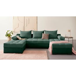 Wohnlandschaft Collection AB "Josy U-Form, B: 269 cm", gr&uuml;n (flaschengr&uuml;n), B:269cm H:41cm T:161cm, 100%Polyester, Sofas, Wohnlandschaft, mit Bettfunktion & Bettkasten, Federkern