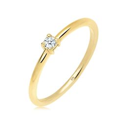 Verlobungsring Elli DIAMONDS "Ring Verlobungsring Diamant 0.06 ct. 375 Gelbgold" Gr. 54, wei&szlig;, Fingerringe, Damen, 54, Gelbgold 375, Verlobungsring