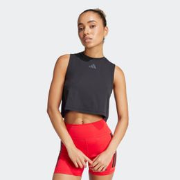 Tanktop adidas Performance "BOXY TANK 3S", Damen, Gr. L, schwarz, Obermaterial: 81% Polyester, 14% Lyocell, 5% Elasthan, Rundhals, Tops Tanktop