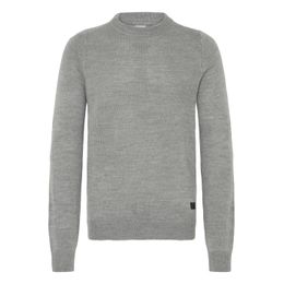 !Solid Strickfleece-Pullover SOLID "Strickpullover SDBABAK", Herren, Gr. XXL, grau (gray melange), Obermaterial: 100% Polyacryl PAN., Pullover Strickfleece-Pullover