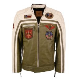 Lederjacke Top Gun "Lederjacke TGJ1005", Herren, Gr. XXL, gr&uuml;n (olive, tan), Obermaterial: 100% Lammleder LEL. Futter: 100% Baumwolle CO., Jacken Lederjacke