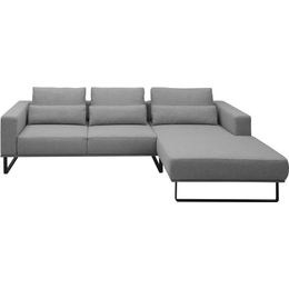 Ecksofa Musterring "JustB PM100", grau, B:292cm H:88cm T:185cm, 100% Polyester, Sofas, Ecksofa, Mit schwarzen Metallkufen und 292 cm Breite - 6 Farben w&auml;hlbar