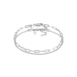 Armketten Set Elli Premium "Armband Glieder Grob Rund Oval Basic (2 tlg.) 925 Silber" Gr. 160, silber, Armb&auml;nder, Damen, Silber 925 (Sterlingsilber), Armketten Set