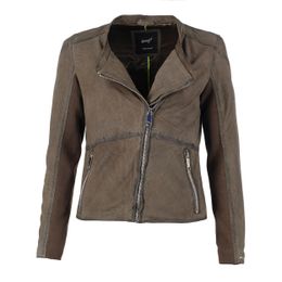 Lederjacke Maze "Lederjacke Linden", Damen, Gr. L, grau (shadow), Obermaterial: 100% Lammnappaleder LANA. Futter: 100% Polyester PES., Jacken Lederjacke