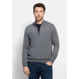 Troyer OLYMP "OLYMP Casual Strick", Herren, Gr. L, silbergrau, 100% Schurwolle, Pullover Troyer