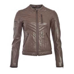 Bikerjacke JCC "Lederjacke AW15-L11", Damen, Gr. M, braun, Obermaterial: 100% Lammnappaleder LANA. Futter: 100% Baumwolle CO., Jacken Bikerjacke
