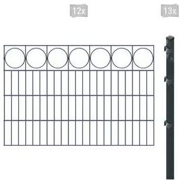 Doppelstabmattenzaun Arvotec "ESSENTIAL 80 zum Einbetonieren "Ring" mit Zierleiste", grau (anthrazit), H:80cm, Kunststoff, Stahl, Zaunelemente, Zaunh&ouml;he 80 cm, Zaunl&auml;nge 2 - 60 m