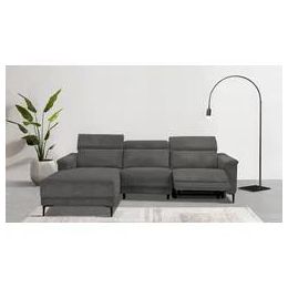 Ecksofa OTTO HOME "LUND Cord, L-Form, 261 cm, man. o. elektr. Relaxfunktion (mit USB-A)", grau (anthrazit), B:261cm H:97cm T:179cm, 100% Polyester, Sofas, Ecksofa, USB-C bei elektrischer Variante und Kopfteilverstellung