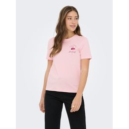 Kurzarmshirt Only "ONLKITA S/S TEE JRS NOOS", Damen, Gr. XS, rosy touch print:flamingo stand out, Jersey, Obermaterial: 100% Baumwolle, bedruckt, regular fit normal, Rundhals, Shirts Kurzarmshirt, Baumwolle, regular fit