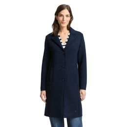 Kurzmantel Tom Tailor, Damen, Gr. XXL, sky captain blau, Web, Obermaterial: 67% Polyester, 25% Viskose, 8% Elasthan, unifarben, regular fit knielang, gerader Abschluss, M&auml;ntel Kurzmantel, mit Taschen
