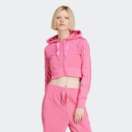 Trainingsjacke adidas originals "SHRT FZ HOODIE", Damen, Gr. XL, pink (pulse magenta), Obermaterial: 74% Polyester, 26% Viskose, Jacken Trainingsjacke