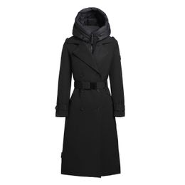 Trenchcoat Khujo "Trenchcoat Elena-YM", Damen, Gr. XS, schwarz, Obermaterial: 100% Polyester PES. Obermaterial: Futter: 100% Nylon NY. 100% Polyester PES., M&auml;ntel Trenchcoat